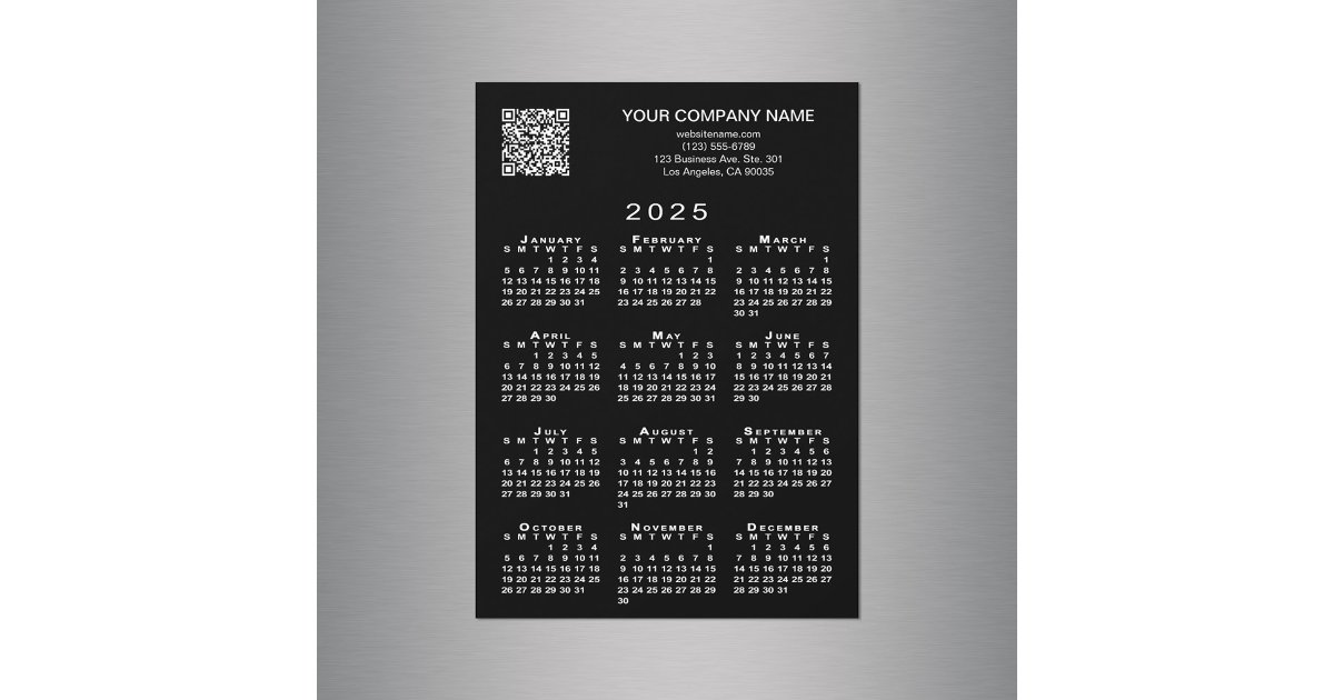 Custom Business QR Code 2025 Calendar Black Magnet | Zazzle