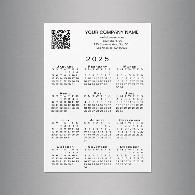 Custom Business QR Code 2025 Calendar Magnet Card | Zazzle