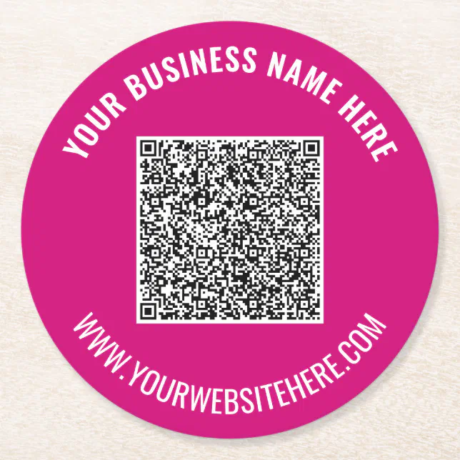 Custom Business QR Code Paper Coasters Template | Zazzle