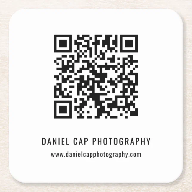Custom Business QR Code Square Paper Coaster | Zazzle