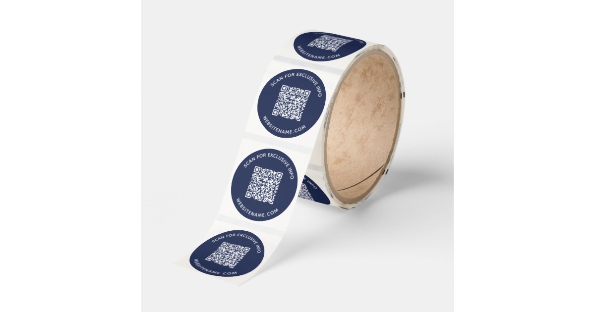 Rocklawn Arts: Custom Business QR Code Text Navy Blue Classic Round Sticker