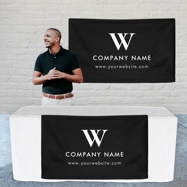 Custom Business Table Hanging Banner Modern Black | Zazzle