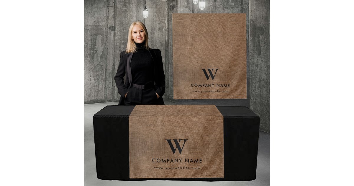 Custom Business Table Runner Banner Brown Linen Tapestry | Zazzle