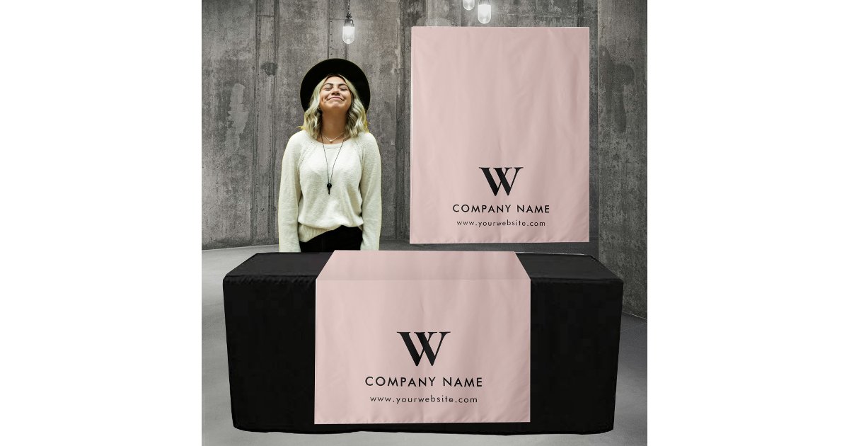 Custom Business Table Runner Banner Modern Pink Tapestry | Zazzle