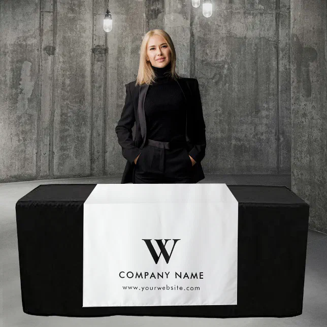 Custom Business Table Runner Banner Modern White Tapestry | Zazzle