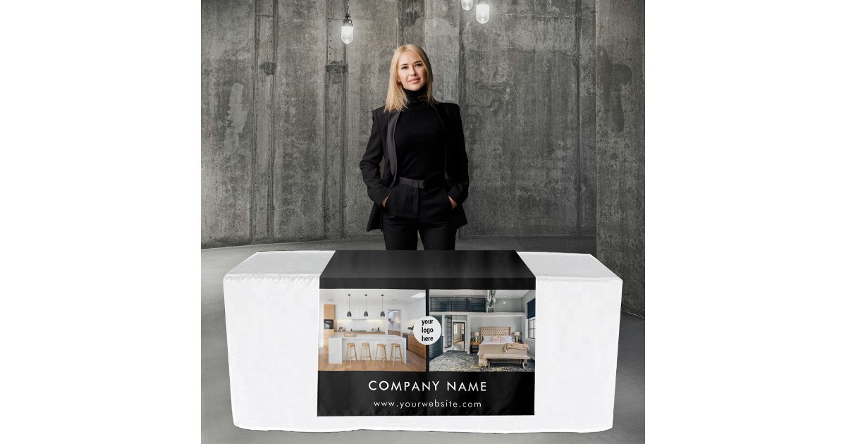 Custom Business Table Runner Banner Real Estate Tapestry | Zazzle