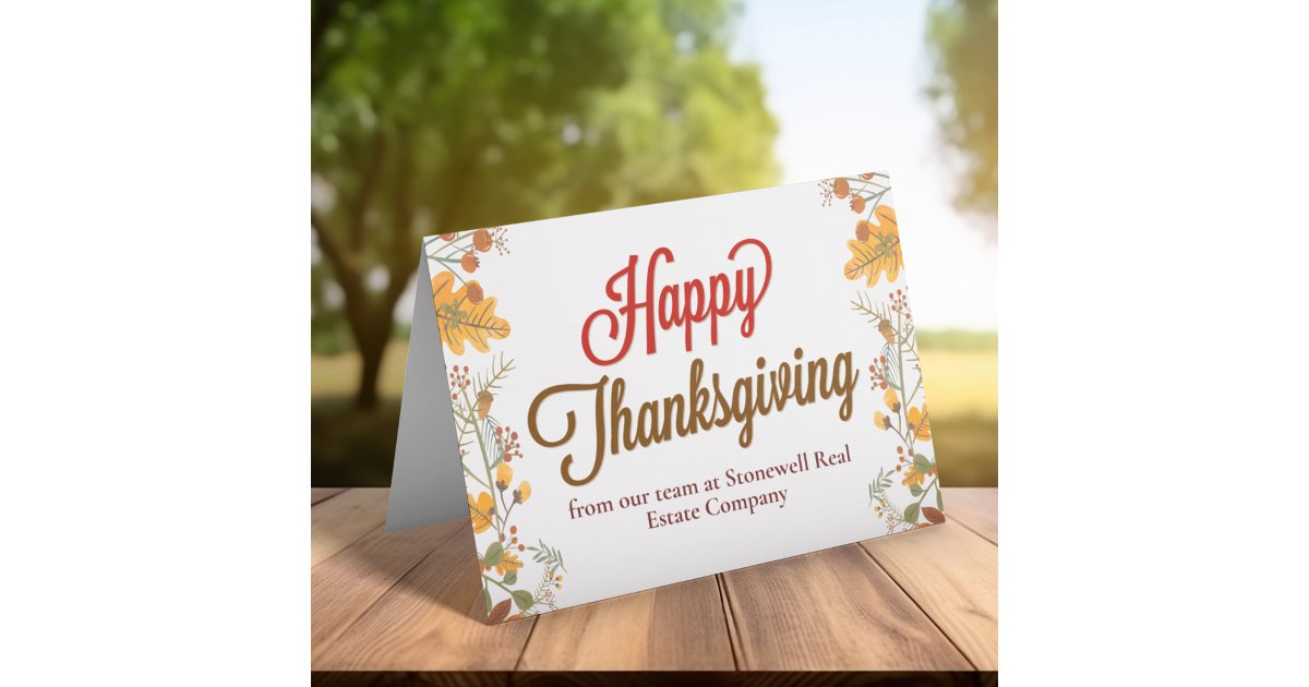 Custom Business Thanksgiving Modern Fall Leaves Card | Zazzle