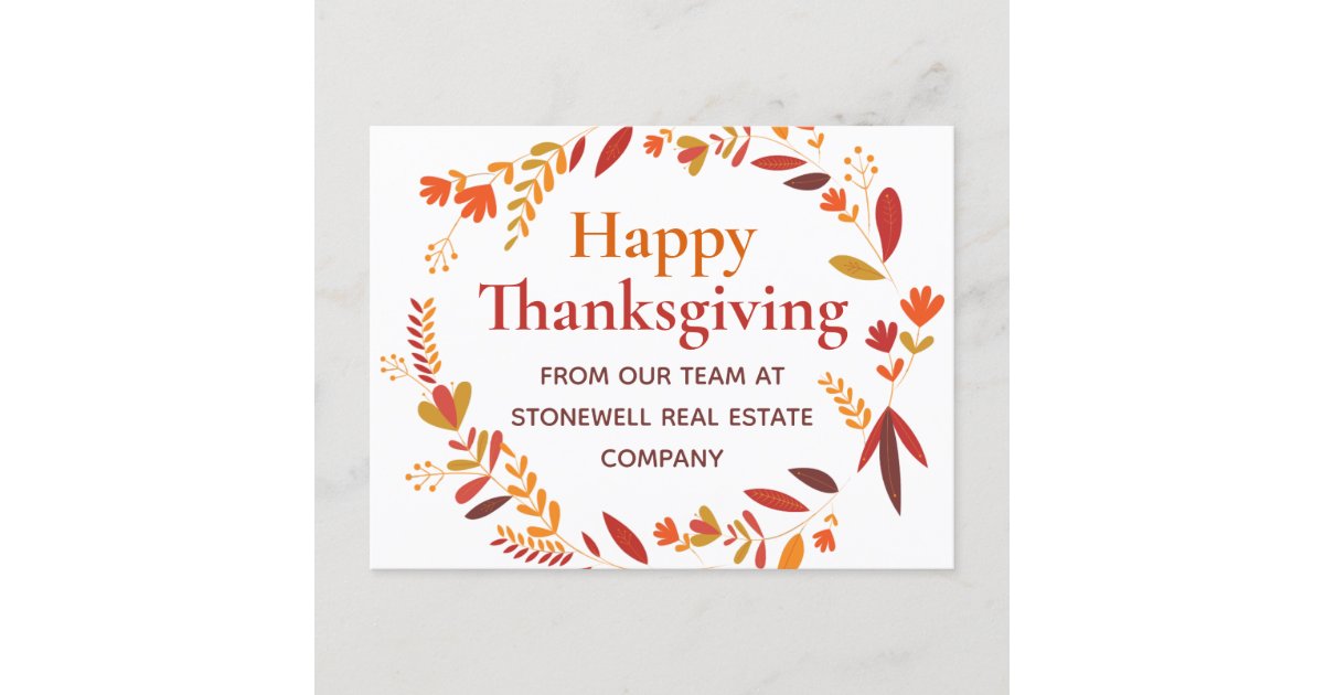 Custom Business Thanksgiving Professional Holiday Postcard | Zazzle