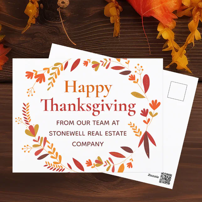 Custom Business Thanksgiving Professional Holiday Postcard | Zazzle