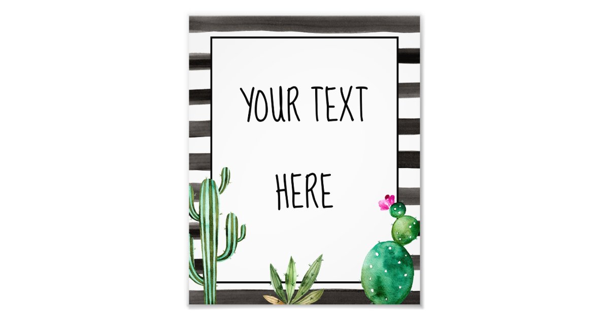 Custom Cactus Fiesta Birthday Party Table Sign | Zazzle