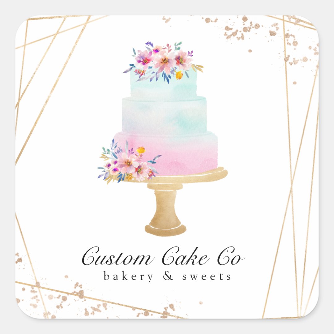 Custom Cake Co Bakery Business Sticker | Zazzle