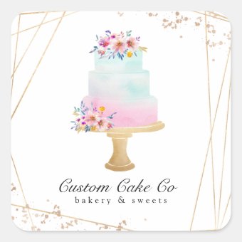 Custom Cake Co Bakery Business Sticker | Zazzle