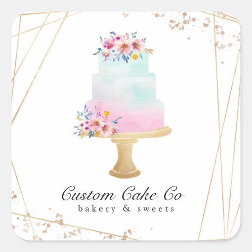 Custom Cake Co Bakery Business Sticker | Zazzle