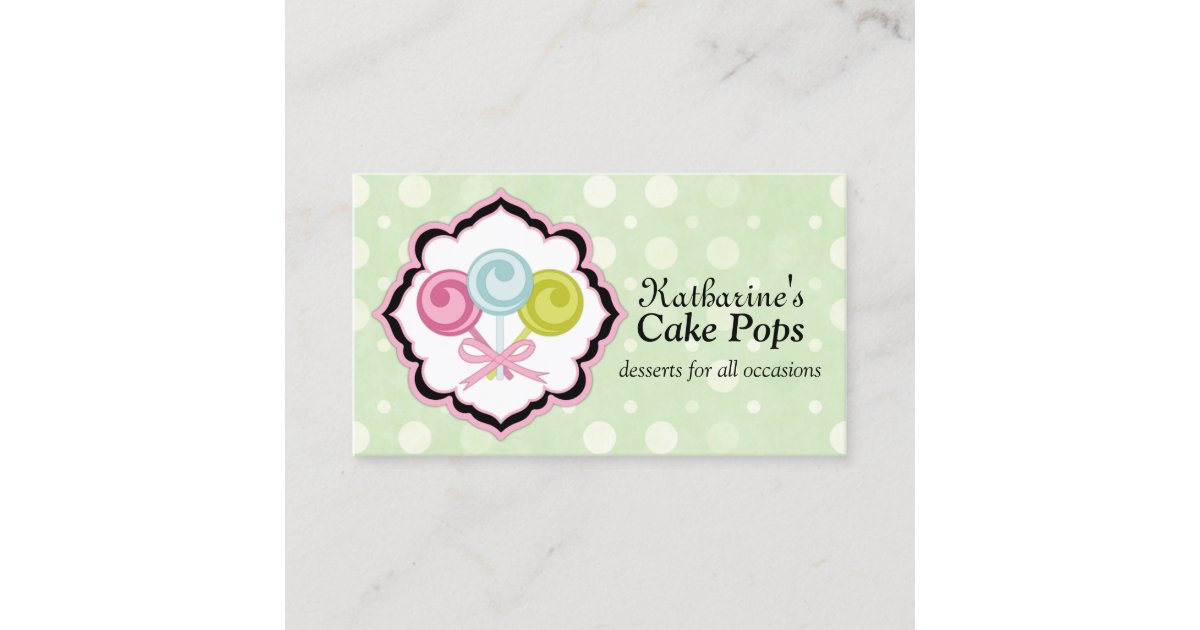 Custom Cake Pops Bakery Business Card | Zazzle