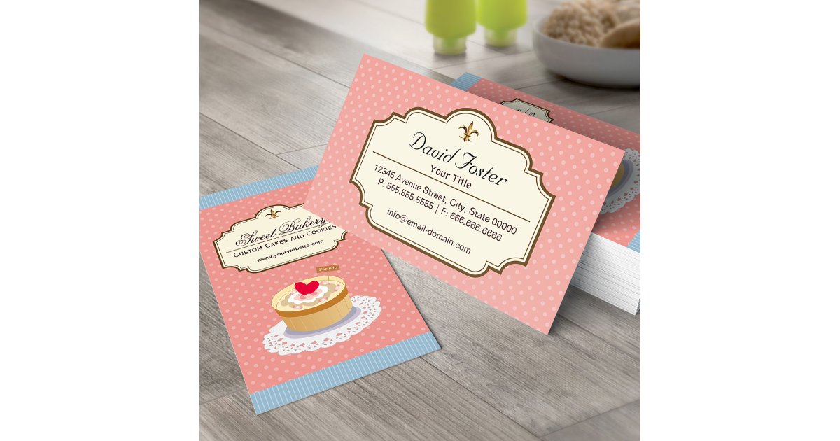 Custom Cakes and Cookies Dessert Bakery Shop Business Card | Zazzle