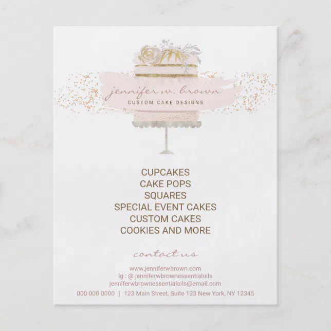 Custom Cakes Baker Event Patisserie Girly Flyer | Zazzle