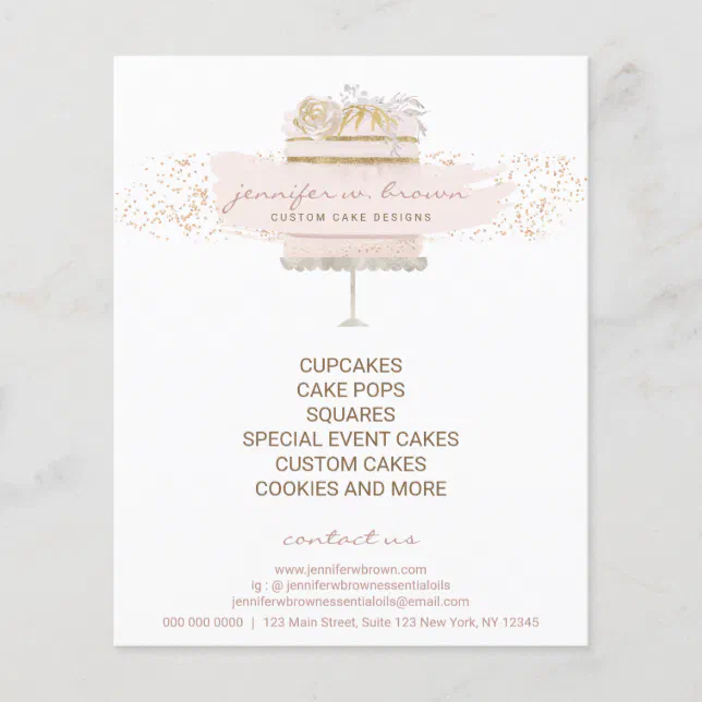Custom Cakes Baker Event Patisserie Girly Flyer | Zazzle