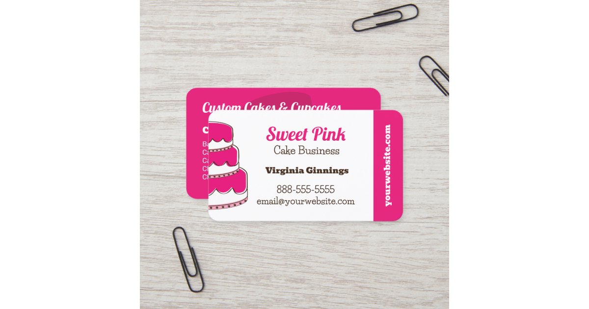 Custom Cakes Pink Bakery Menu Flavors Business Card | Zazzle