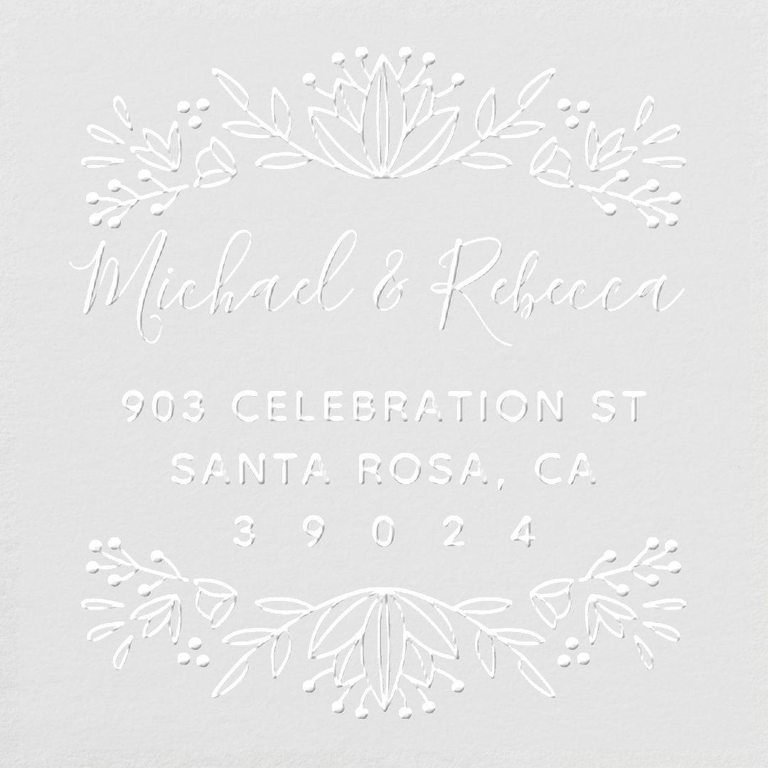 Custom Calligraphy Names Wedding Return Address Embosser | Zazzle