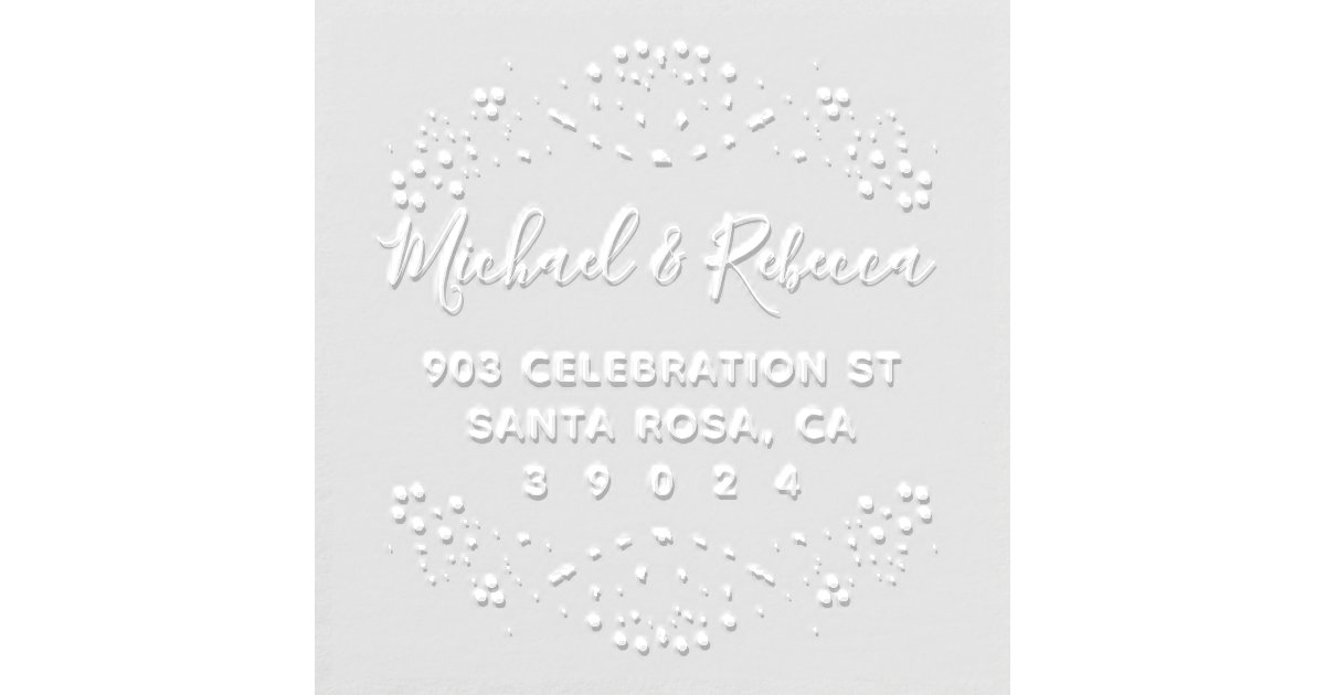Custom Calligraphy Names Wedding Return Address Embosser | Zazzle