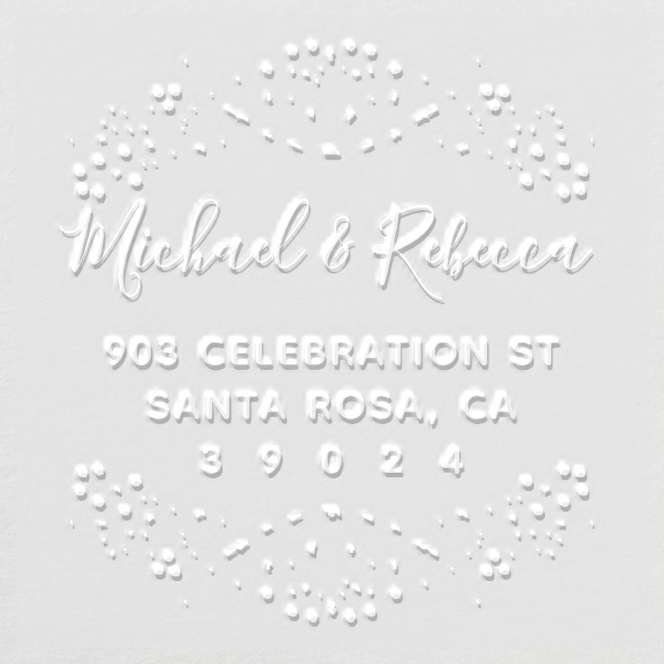 Custom Calligraphy Names Wedding Return Address Embosser | Zazzle