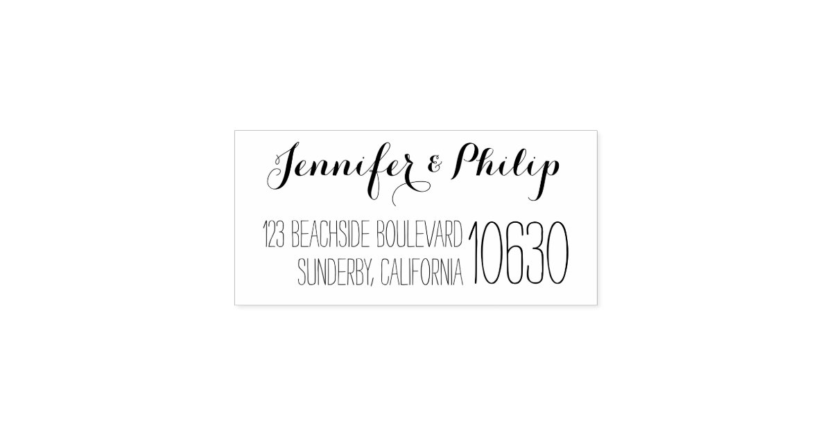 Custom Calligraphy Script Name And Address Rubber Stamp | Zazzle