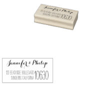 Custom Calligraphy Script Name And Address Rubber Stamp | Zazzle