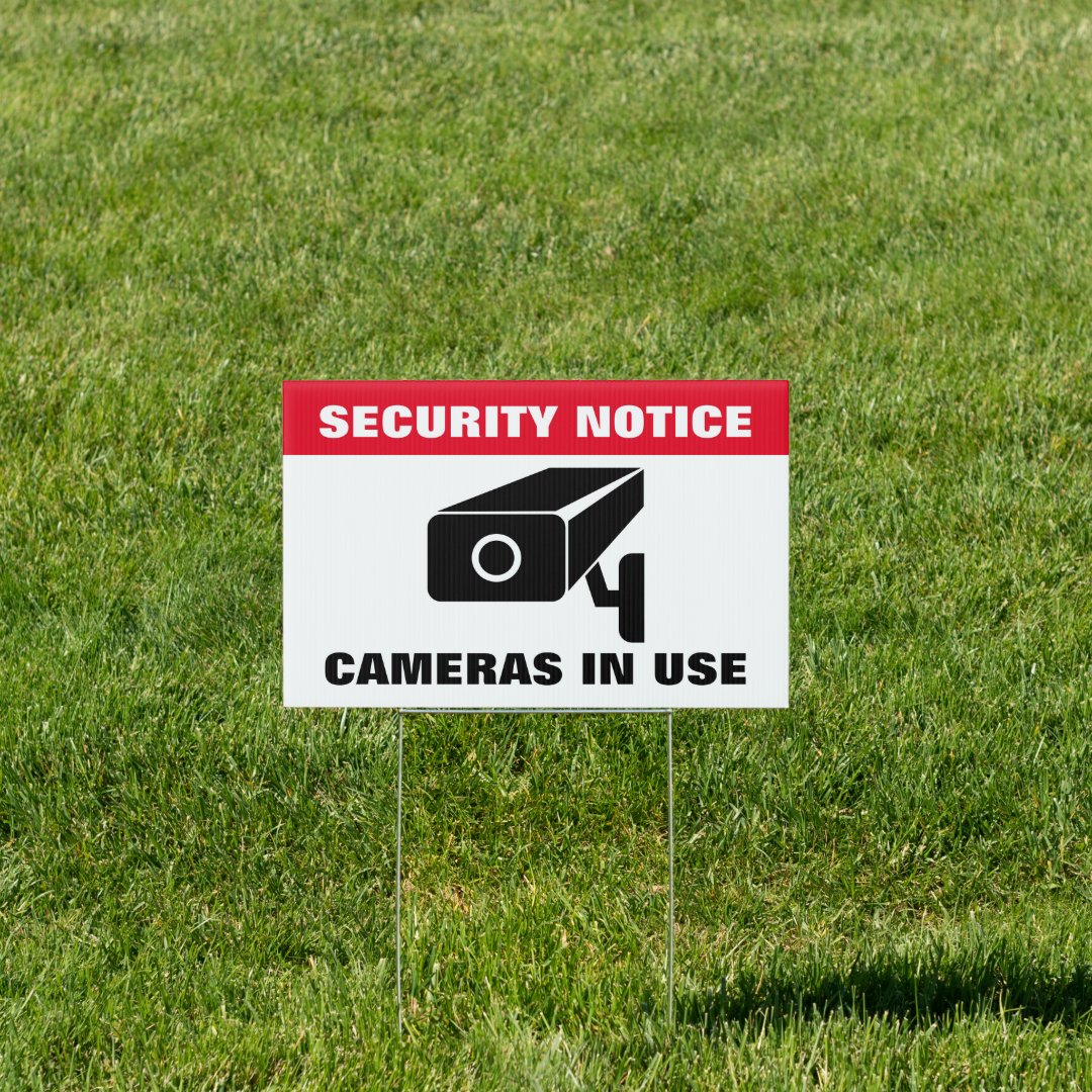 Custom camera security notice icon front lawn yard sign | Zazzle