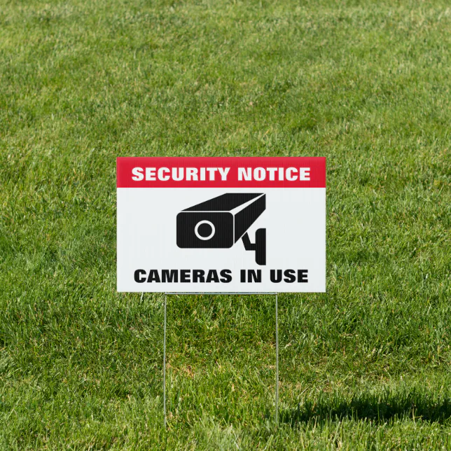 Custom camera security notice icon front lawn yard sign | Zazzle