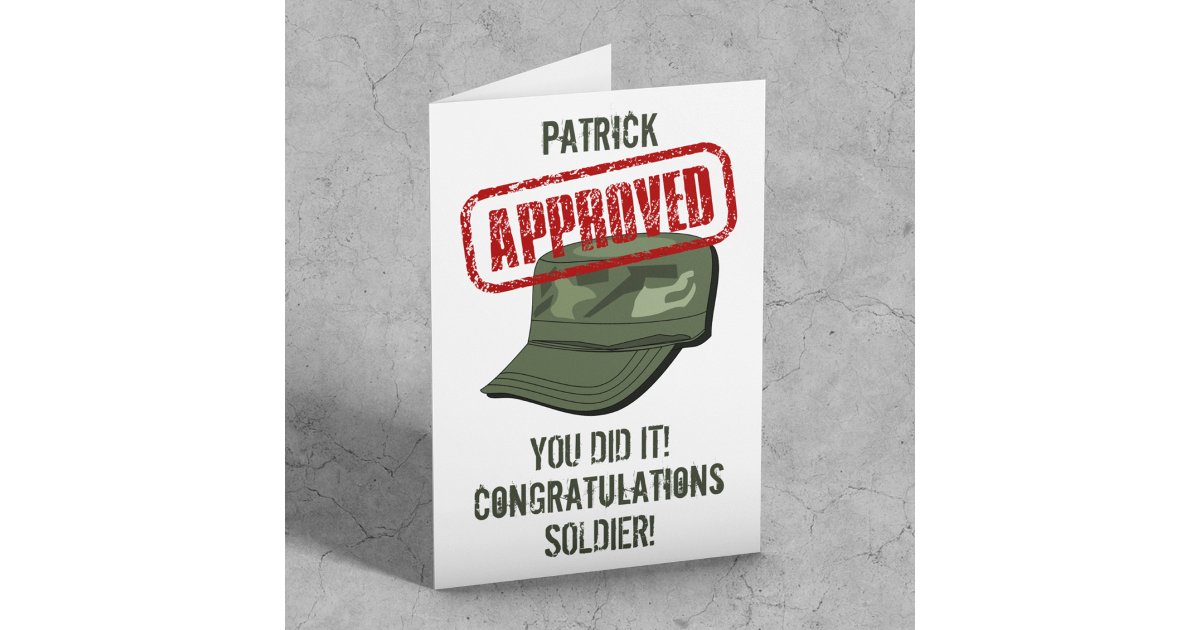 Custom Camo Cap Passing Out Parade Card | Zazzle