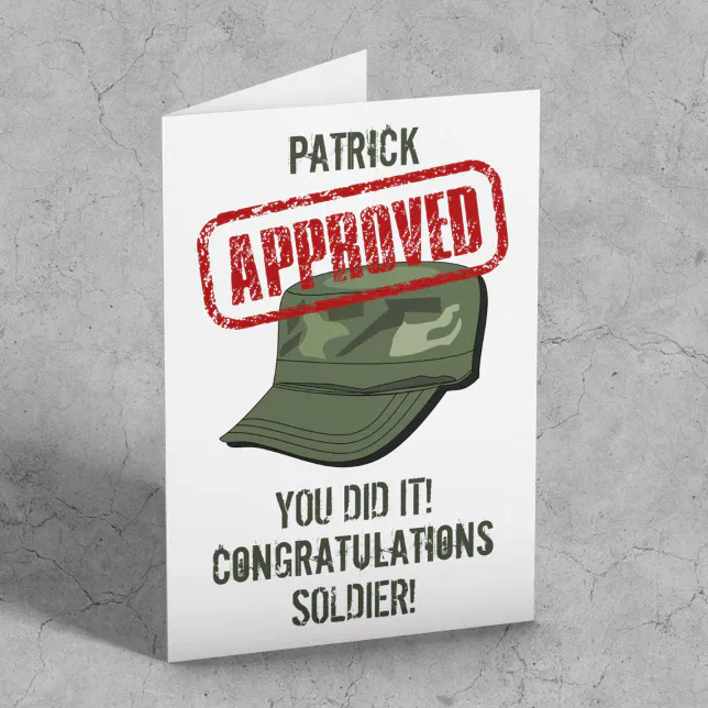 Custom Camo Cap Passing Out Parade Card | Zazzle