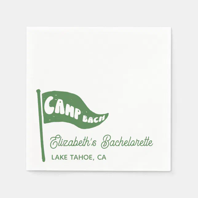 Custom Camp Bach Bachelorette Camp Flag Napkins | Zazzle