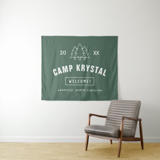 Custom Camp Bachelorette Party Backdrop Tapestry | Zazzle
