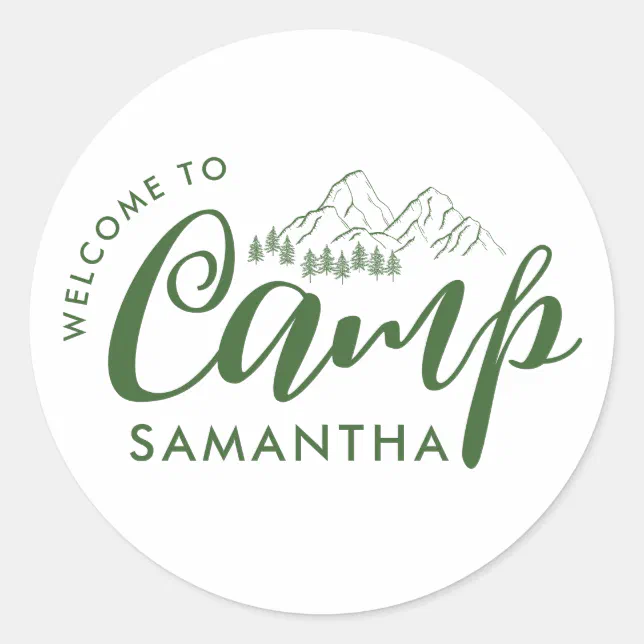 Custom Camp Bachelorette Party Modern Rustic Classic Round Sticker | Zazzle
