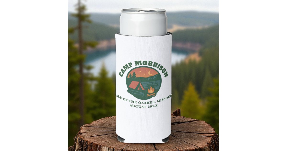 Custom Camp Lake Bachelorette Seltzer Can Cooler | Zazzle