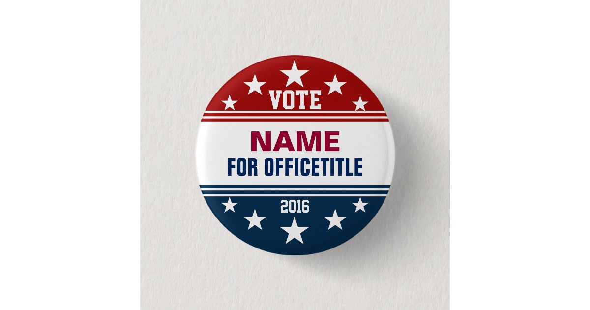 Custom Campaign Button Red, White Blue | Zazzle
