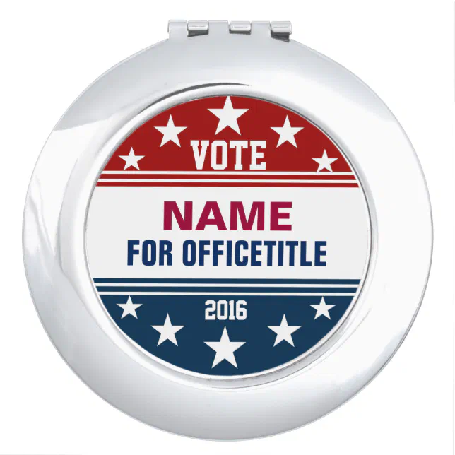 Custom Campaign Button Red, White Blue Compact Mirror | Zazzle