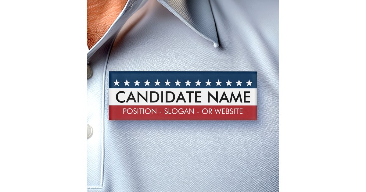 Custom Campaign Gear with Name and Text Name Tag | Zazzle