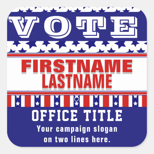 Custom Campaign Template Round Classic Round Stick Square Sticker | Zazzle
