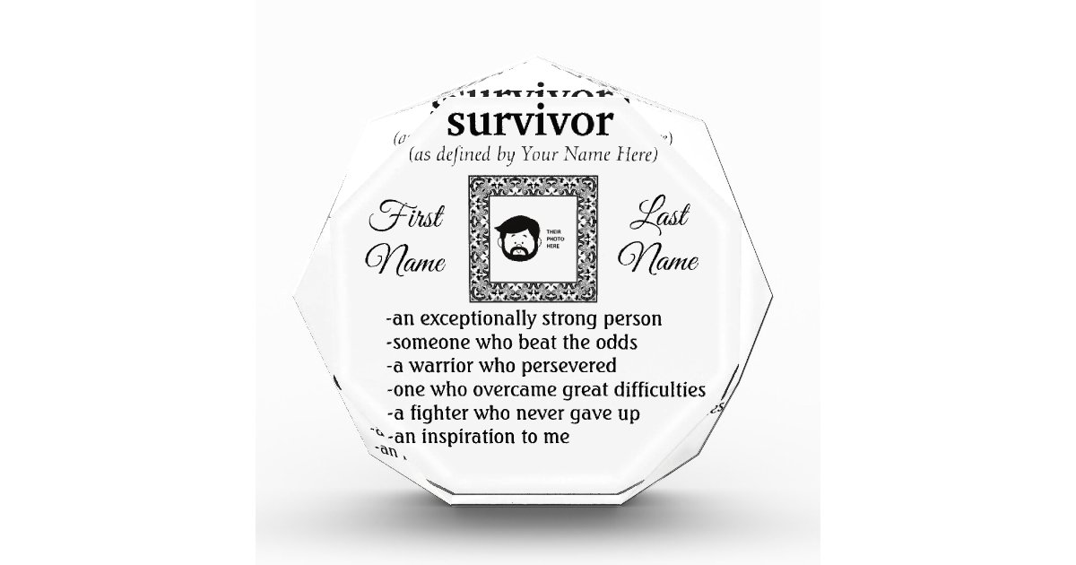 Custom cancer/illness survivor award with photo | Zazzle
