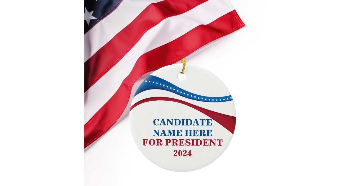 Custom Candidate for President Flag Christmas Ceramic Ornament | Zazzle