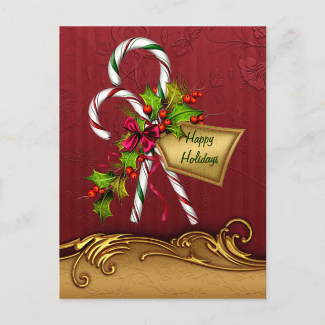 Custom Candy Cane Christmas Postcard | Zazzle