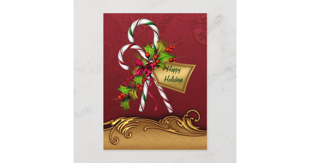Custom Candy Cane Christmas Postcard | Zazzle
