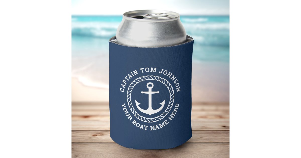 Custom captain and boat name anchor and rope can cooler | Zazzle