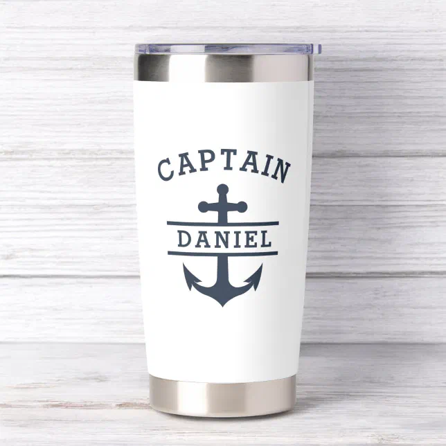 Custom Captain Boat Nautical Anchor Insulated Tumbler | Zazzle