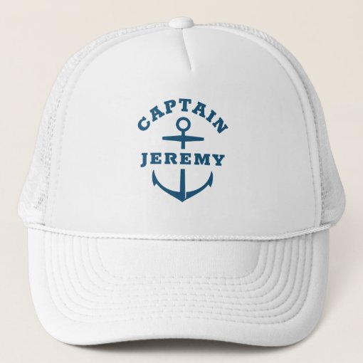 Custom Captain Boat Nautical Anchor Navy Ship Hat | Zazzle