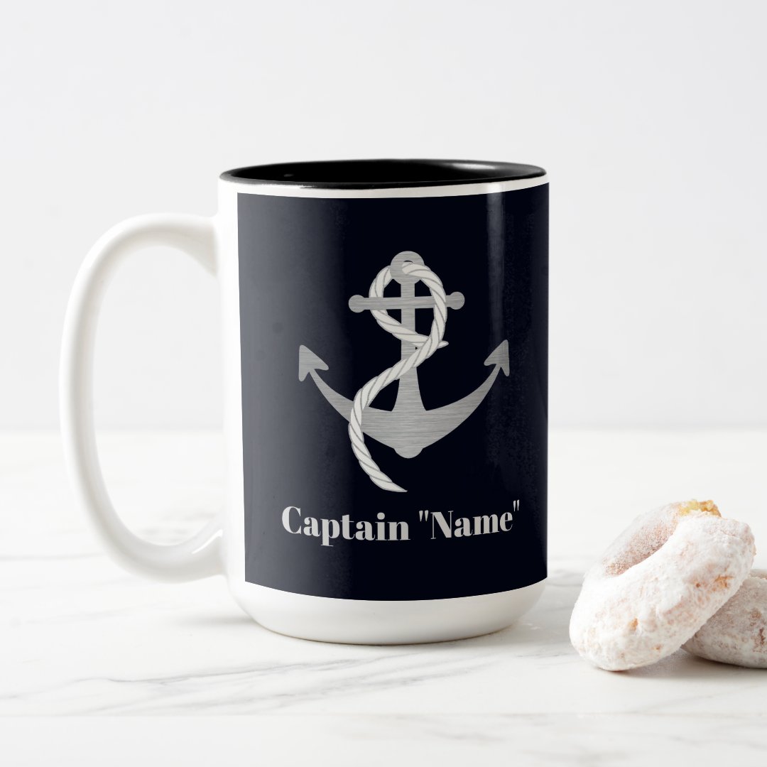 Custom Captain Mug with Silver Anchor | Zazzle