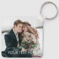 Custom Caption Personalized Photo Keychain | Zazzle