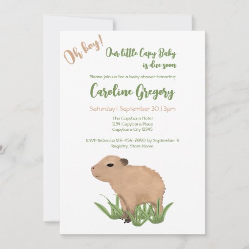 Custom Capy Baby Boy Capybara Pun Baby Shower Invitation | Zazzle