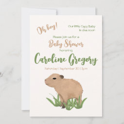 Custom Capy Baby Oh Boy Capybara Baby Shower Invitation | Zazzle